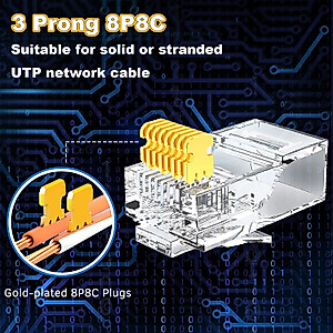 CableGeeker RJ45 Pass Through Connector, 110-Pack Cat6 RJ45 Connectors Ends, 8P8C UTP Network Modular Plug for Solid or Stranded UTP Ethernet Cable