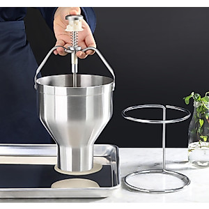 New Star Foodservice 37470 Commercial Grade Stainless Steel 18/8 Pancake Dispenser with Stand, Silver