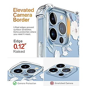 GVIEWIN for iPhone 13 Pro Case with Screen Protector & Camera Lens Protector, [10FT Military Grade Drop Protection] Clear Shockproof Slim Fit Floral Phone Case for Women Girls 6.1" (Hibiscus)