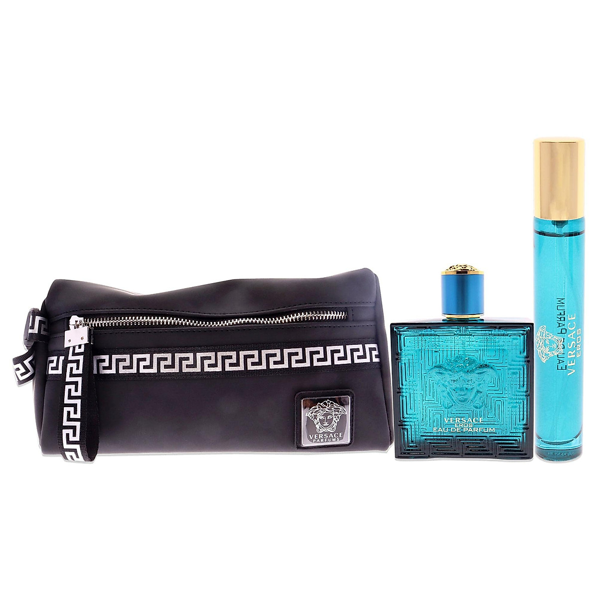 Versace Versace Eros Men 3.4oz EDP Spray, 0.3oz EDP Spray, Pouch 3 Pc Gift Set