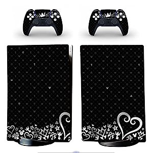 Vanknight PS5 Digital Edition Console Controllers Cover Anime Skin Decals Stickers for PS5 Digital Console KH Black