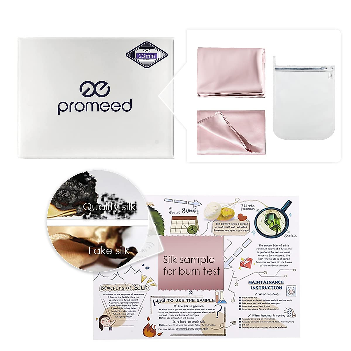 PROMEED Real 22 Momme Silk Baby Crib Duvet Cover Set with Toddler Size Silk Pillowcase, 100% Grade 6A Natural Mulberry Silk Crib Bedding Sets for Boys/Girls (Pink, Crib)