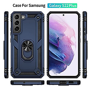 SKTGSLAMY for Galaxy S22 Plus Case,Samsung Galaxy S22 Plus Case,with Screen Protector,[Military Grade] 16ft. Drop Tested Cover with Magnetic Kickstand Car Mount Protective Case for S22 Plus, Blue
