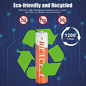 REACELL 24 Pack Rechargeable AAA Batteries for Solar Lights, 1.2V AAA Batteries for Outdoor Garden Lamp Toys Controllers and Household Devices