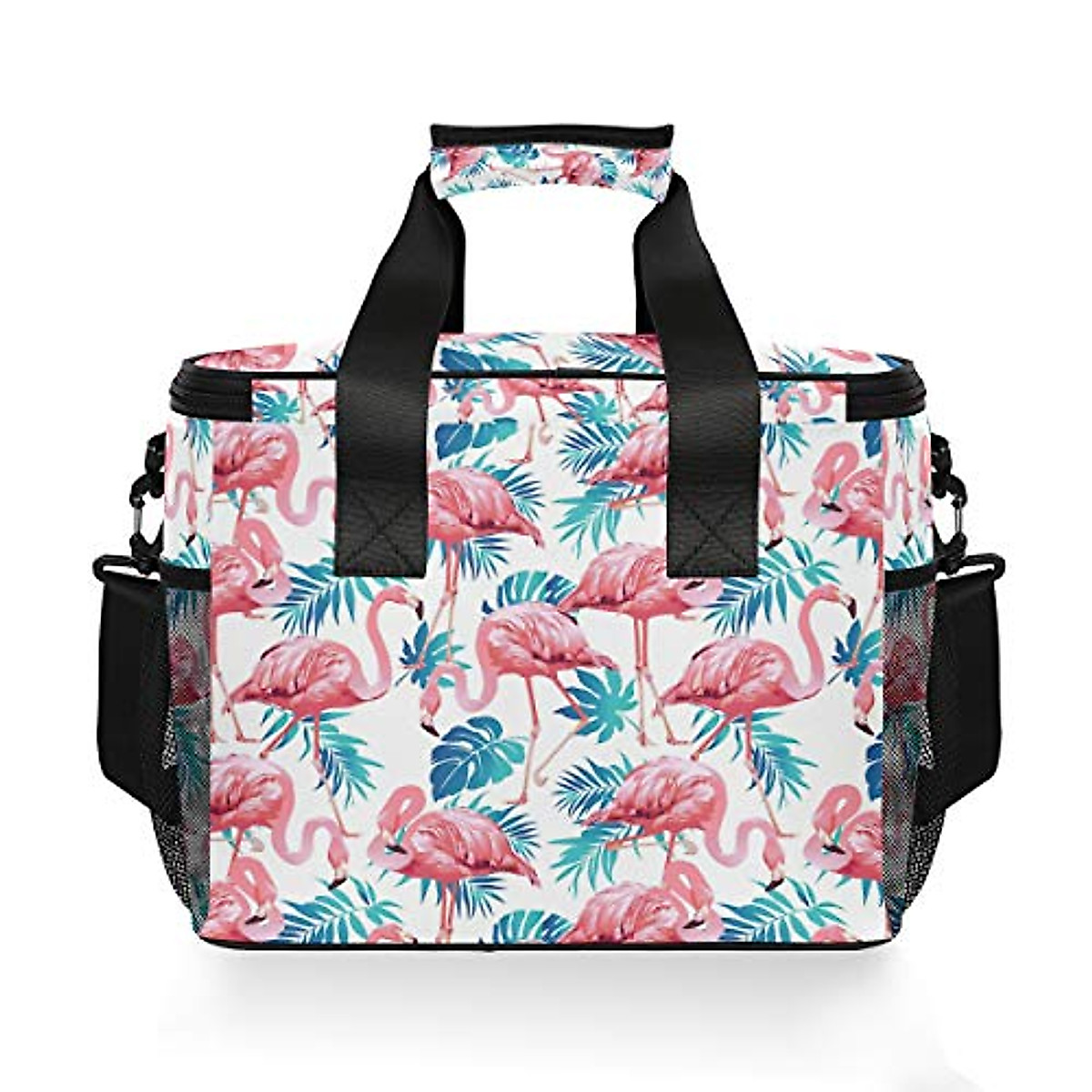 JUMBEAR Tropical Palm Flamingo Leakproof Reusable Insulated Cooler Lunch Bag Office School Picnic Hiking Beach Lunch Box Organizer