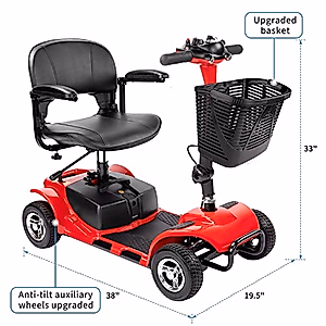 Cebihy 4 Wheel Mobility Scooter, Electric Power Mobile Scooters for Seniors Adult with Lights Collapsible and Compact Duty Travel Scooter w/Basket and Extended Battery