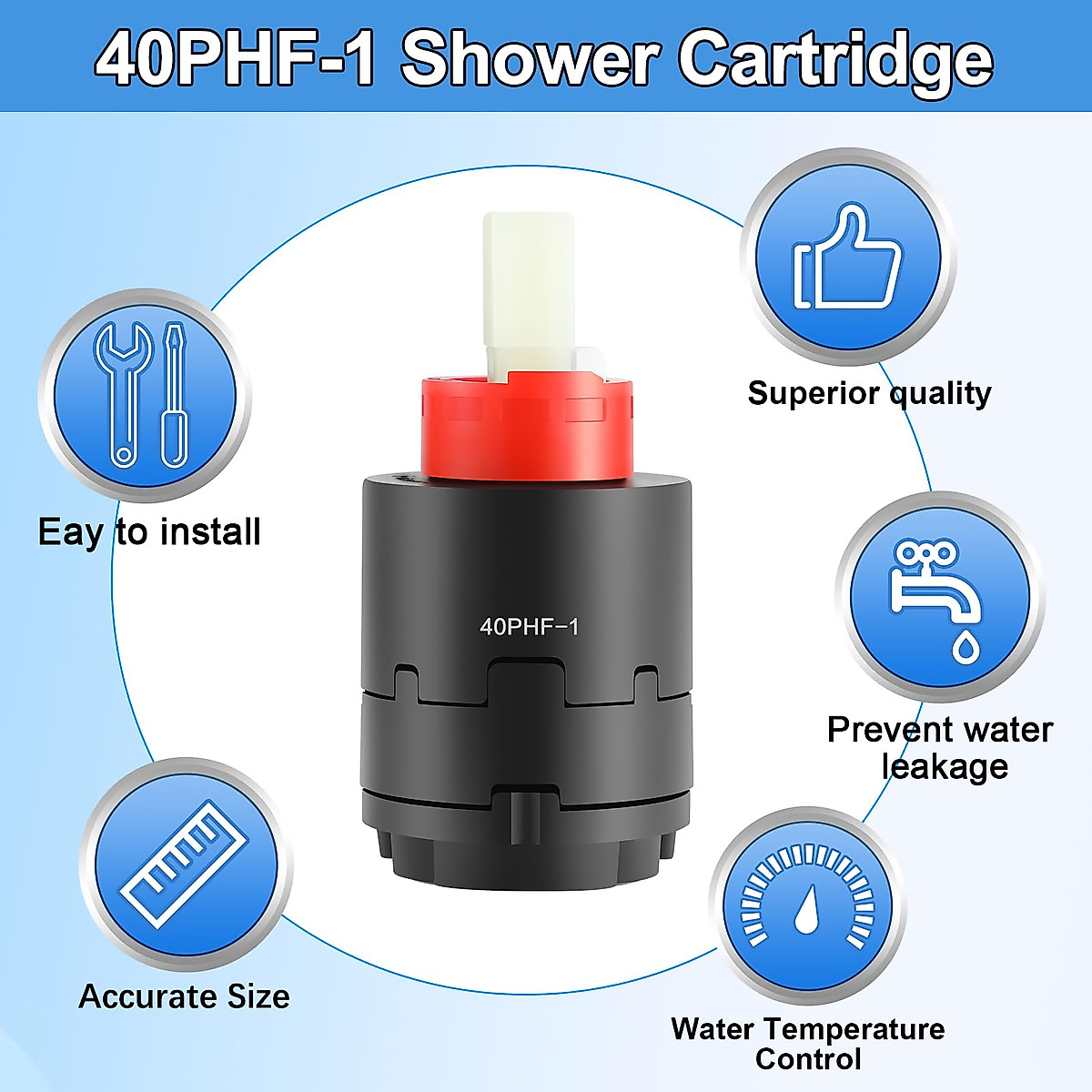 40PHF-1 40mm Pressure Balance Cartridge,Shower Cartridge Replacemen,Compatible With Shower Faucet for Shower Valve, Product Height 3.22 in (82mm) Width 1.57 in (40 mm)
