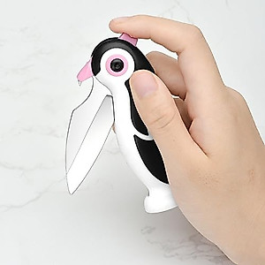 WISELADY Multifunctional Penguin Shape Fruit Knives, Paring Knife, Small Kitchen Knife with Sharp Blade, Paring Knife for Cutting and Preparing Fruit and Vegetables (Blue)