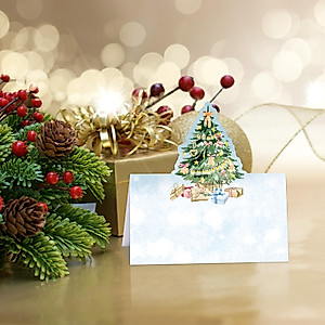 48Pcs Christmas Place Cards Christmas Tree Folded Tent Cards Seating Name Cards for Dinner Tables