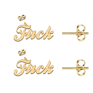 Fuck Personalized Name Stud Earrings Customized Any Name Studs Mother Day Christmas Gift Jewelry for Women