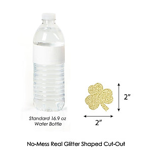 Gold Glitter Shamrocks Party Straws - No-Mess Real Gold Glitter Cut-Outs & Decorative St. Patrick's Day Party Paper Straws - Set of 24