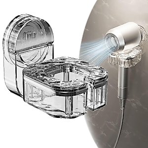 Rotating Hair Dryer Rack Punch-Free, Zentric Punch-Free Wall Mounted Hair Dryer Holder, Zentric Hair Dryer Rack for Hair Dryer, Powerful Suction Hair Dryer Rack Holder Organizer (Transparent White)