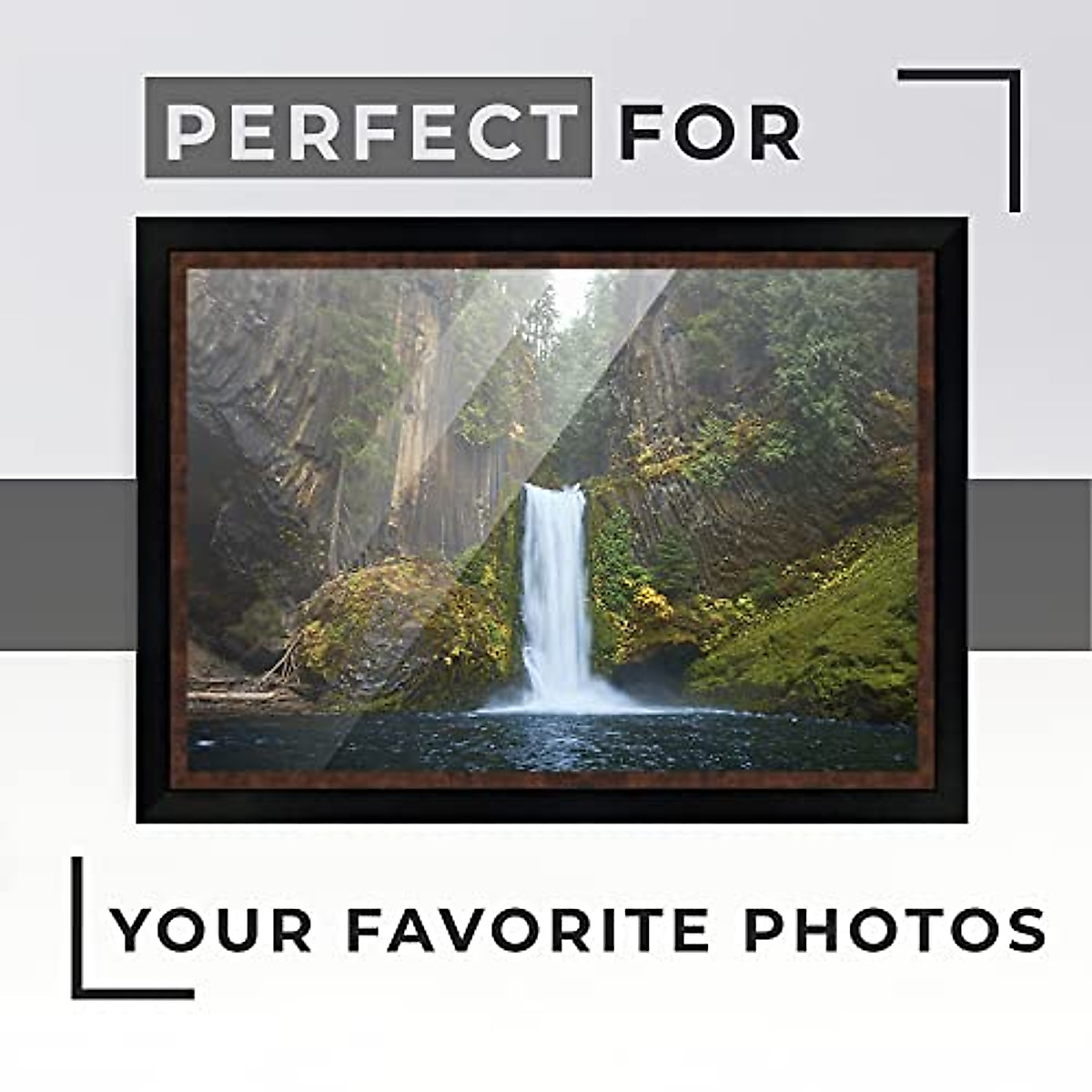 10x27 Rustic Brown Real Wood Picture Frame Width 1.25 Inches | Interior Frame Depth 0.75 Inches | Martino Modern Photo Frame Complete with UV Acrylic, Foam Board Backing & Hanging Hardware