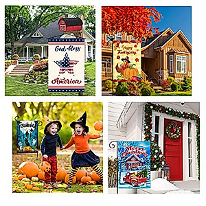 Yileqi Seasonal Garden Flags Set of 12 Double Sided Easter Spring Garden Flag, Small Yard Flag for Holiday Outdoor Decorations 12.5x18 Inch, with Free Anti-Wind Clip and Stopper