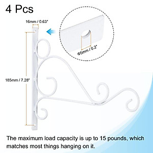 Tool parts 4pcs Iron Wall Hooks Bracket 250mmx205mmx16mm for Hanging Lanterns White