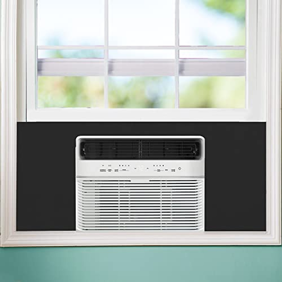 Flehomo Window AC Side Panel, Full Surround Insulation Window Air Conditioner Foam Panels, Insulated Side Panels Kit for Window AC Units for Winter and Summer, Black