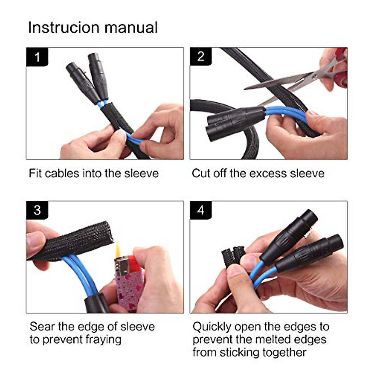 Alex Tech 10ft - 1/2 inch Cord Protector Wire Loom Tubing Cable Sleeve Split Sleeving for USB Cable Power Cord Audio Video Cable – Protect Cat from Chewing Cords - Black