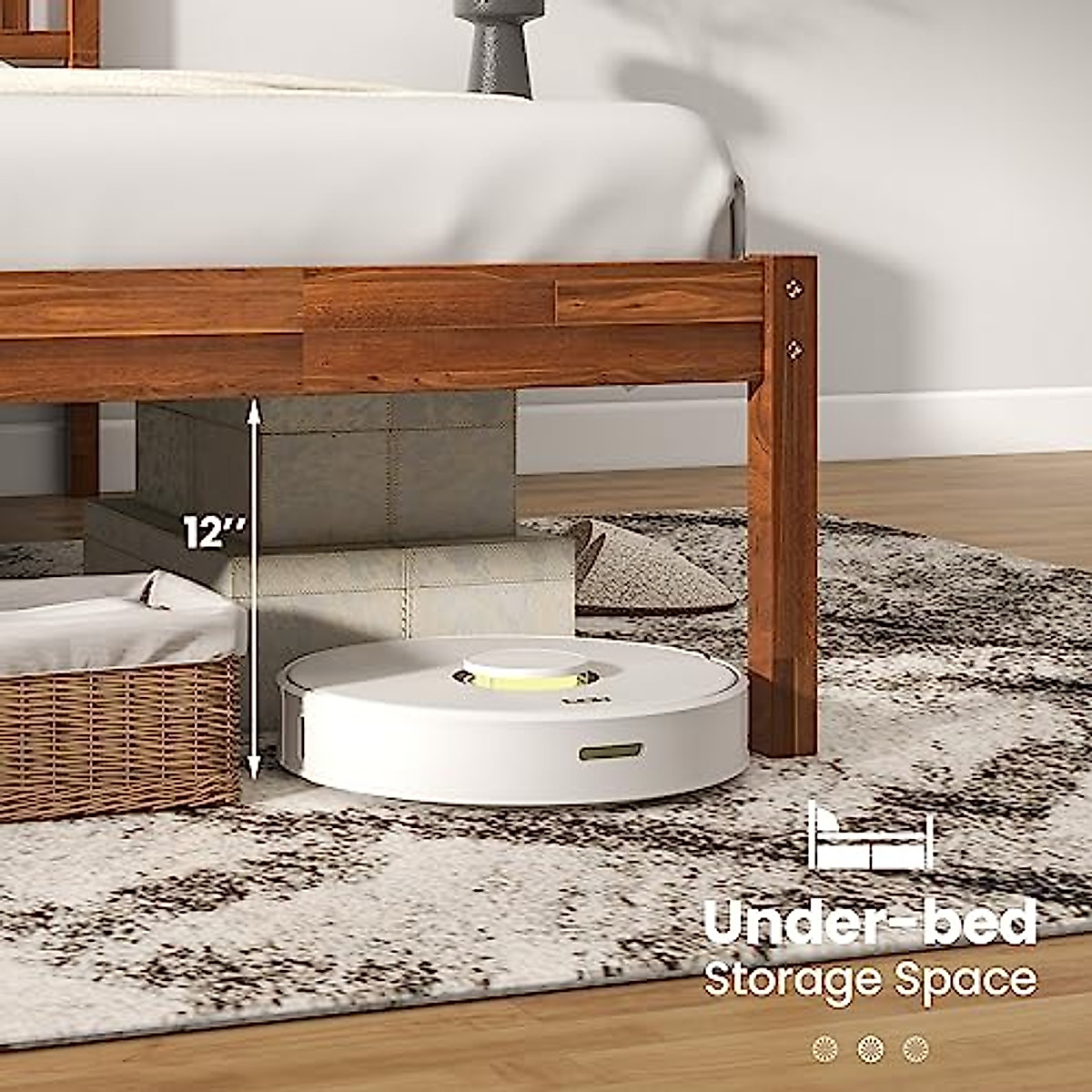 Giantex Wood Twin Bed Frame with Headboard, Mid Century Platform Bed with Wood Slat Support, Solid Wood Foundation, 12 Inch Height for Under Bed Storage, Easy Assemble, Walnut