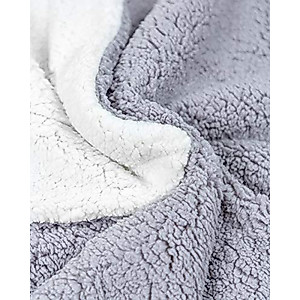 Charcoal Grey & White Sherpa Blanket - Sherpa Throw Blankets, Soft Blanket | Throw Blanket for Couch, Plush Throw Blankets, White Throw Blanket, Fleece Blanket, Fluffy Blanket, 60.5" x 48"