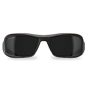 EDGE Brazeau Safety Glasses, Polarized Lenses, Non-Slip, Impact/Scratch Resistant, 99.9% UV Protect, ANSI Z87 Rated (Black Frame, Polarized Smoke)