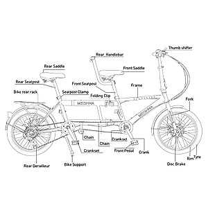petolovty Tandem Bike - City Tandem Folding Bicycle, Foldable Tandem Adult Beach Cruiser Bike Adjustable 7 Speeds, 2-seater, CE FCC CCC (Orange)