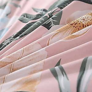 KIUINNO Floral Duvet Cover Twin Size - Soft and Breathable Bedding Set with Zipper Closure & Corner Ties, 2 Pieces, 1 Duvet Cover 66"x90" and 1 Pillow Shams, Comforter Not Included