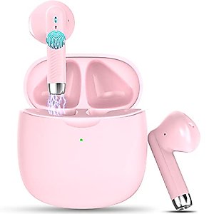 Wireless Earbud, Bluetooth 5.3 Headphones in Ear with Noise Cancelling Mic, Bluetooth Earbud Stereo Bass, IP7 Waterproof Sports Earphones, 32H Playtime USB C Charging Ear Buds Pink for Android iOS