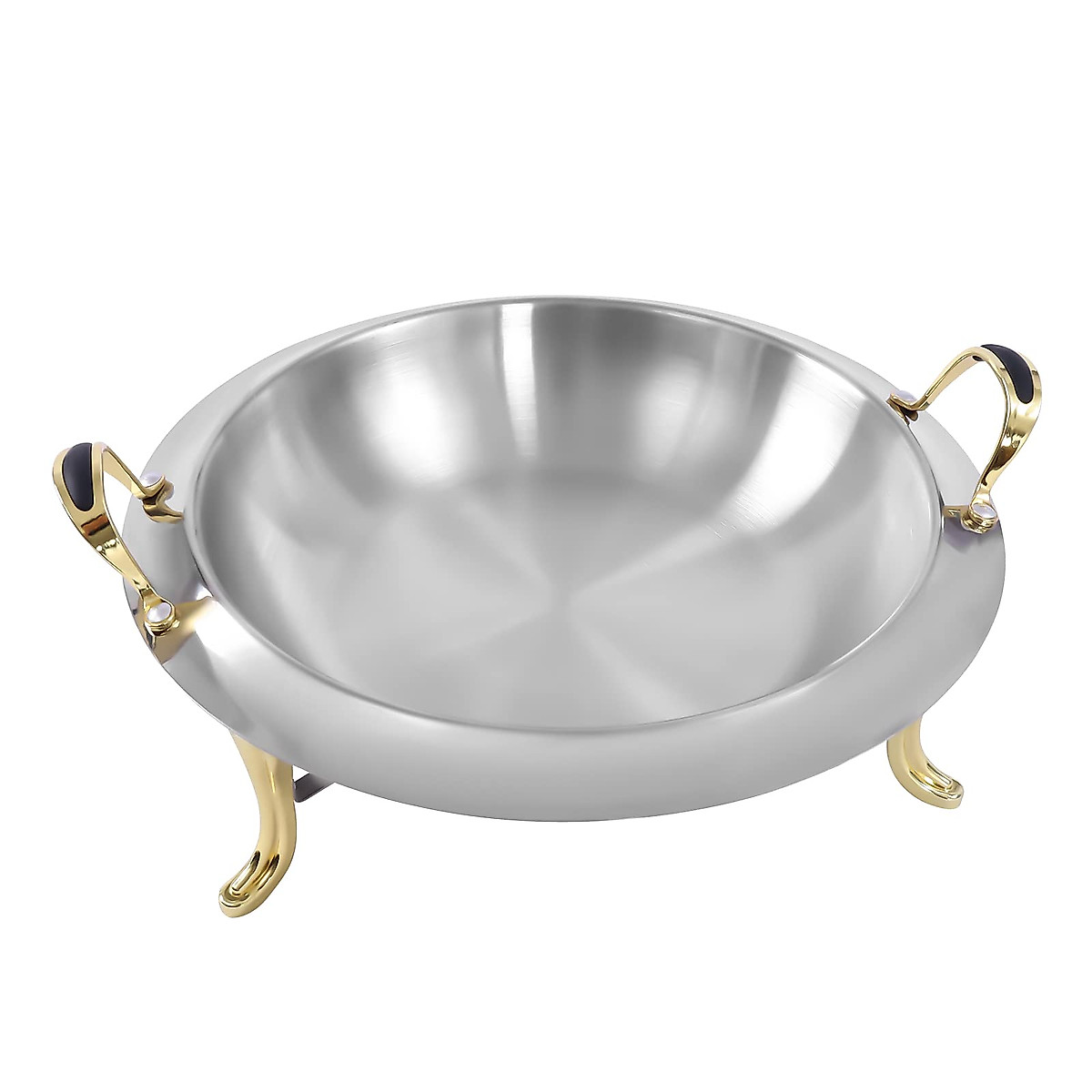 Fetcoi Round Chafing Dish, 3.17QT Stainless Steel Buffet Warmer Tray with Lid and Chafing Fuel Holder for Kitchen Party Dining Buffet Catering Event Parties (Gold)