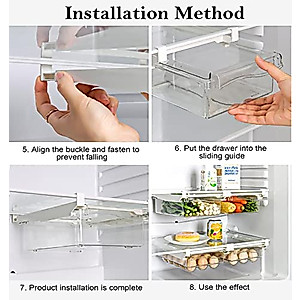 2 Pack Fridge Drawer Organizer, Pull-outrefrigerator Vegetable Drawer Box & Egg Drawer for Refrigerator, Reusable Fruit Storage Containers for Fridge, Multifunctional Food Fridge Organizer