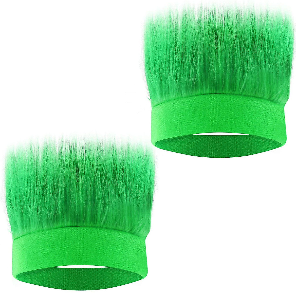 Sunshane 2 Pack Hairy Headband Crazy Hair Wigs for Mardi Gras Cosplay Sports Party and Spirit Day Accessory (Green)