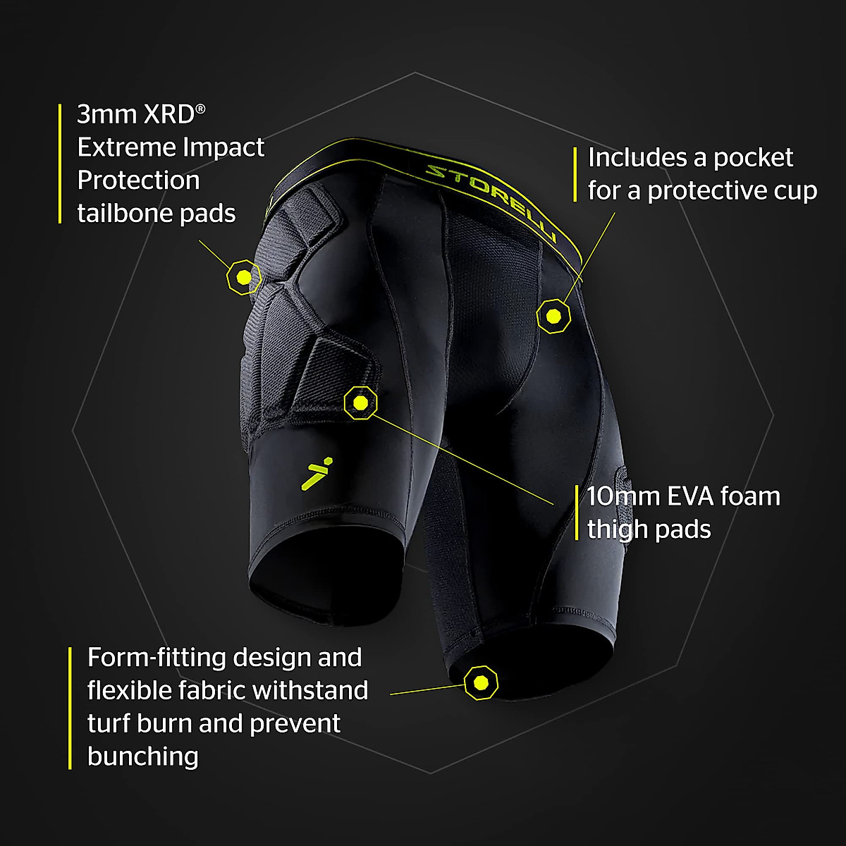 Storelli BodyShield Unisex Goalkeeper Sliders 2.0, High-Impact Protection, Sweat-Wicking, UV-Resistant Athletic Undershorts for Soccer & Heavy-Duty Sports | Black | Medium