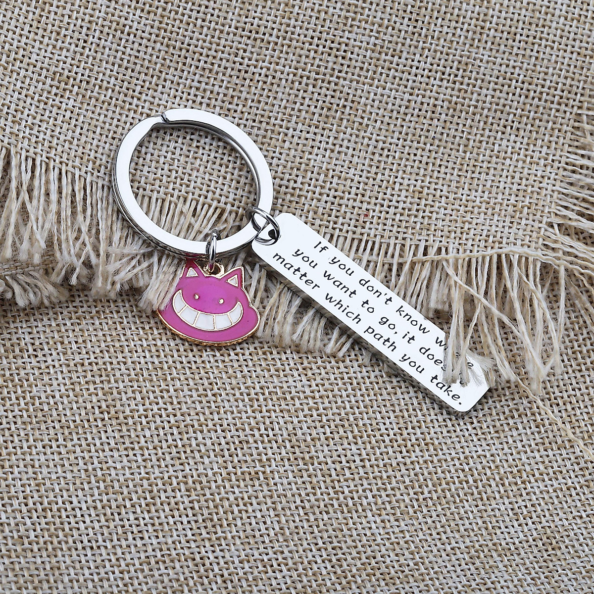 BAUNA Alice Keychain with Cartoon Pink Cat Gift for Graduates BFF