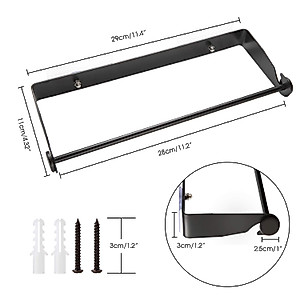 PHUNAYA Under Cabinet Paper Towel Holder Wall Mount for Home Kitchen,Stainless Steel for Large Rolls-Black