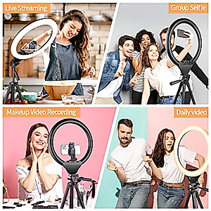 Sensyne 14'' Ring Light with Extendable Phone Tripod, Selfie LED Circle Light with Stand and Phone Holder for Video Recording/YouTube/TikTok/Live Stream, Compatible with All Phones and Cameras