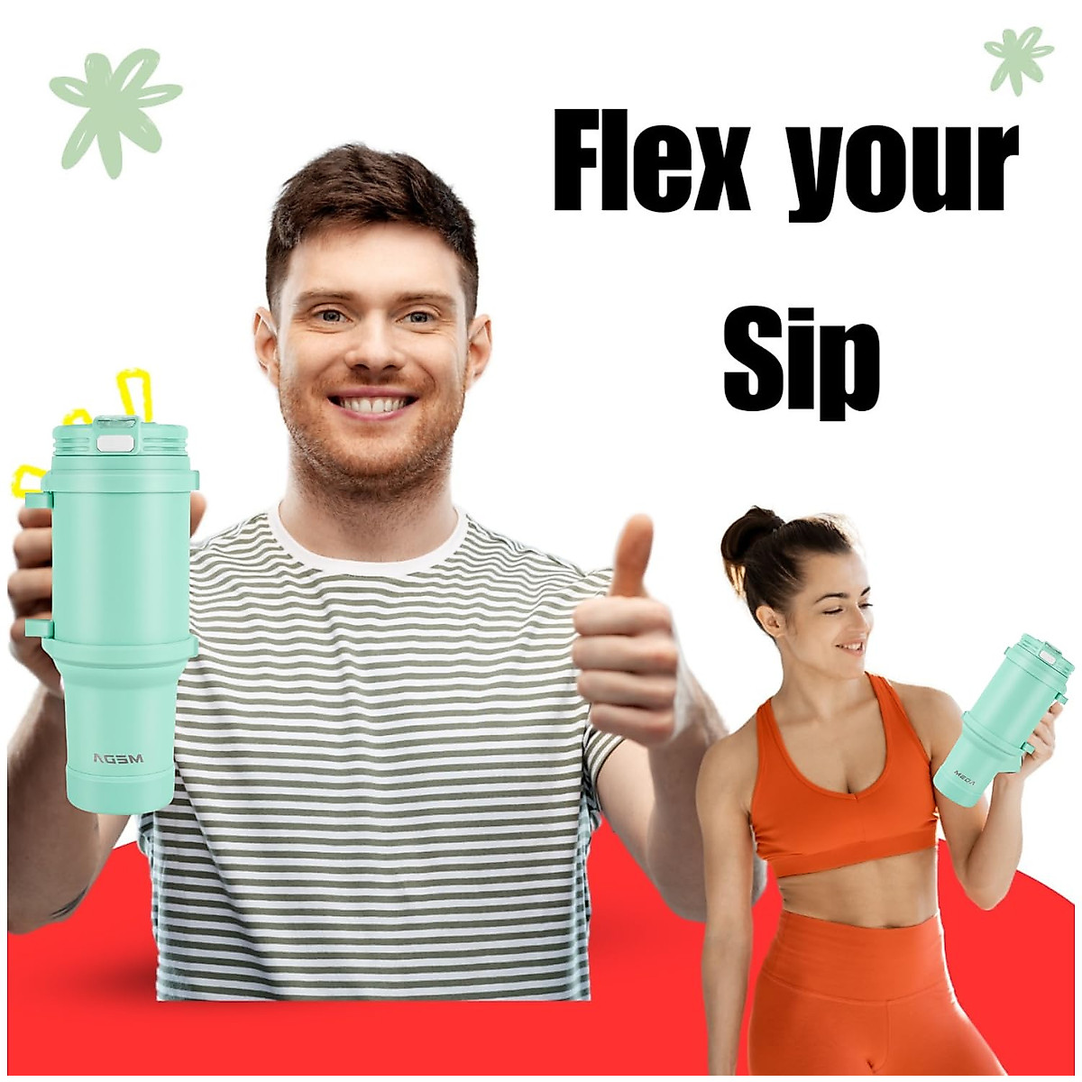 MEDA 40 oz Tumbler with Handle Foldable |Insulated, Reusable Travel Coffee Mug Stainless Steel | Perfect for Travel, Water, Iced Tea, Coffee (Green)