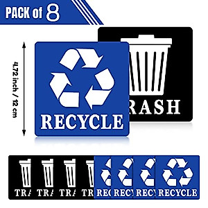 Sukh Recycle Sticker for Trash Can - Recycle Sign 8 Pack Decals self Adhesive Garbage Recycling Stickers Trash Bin Label Reuse Recycle Vinyl Perfect for Kitchen Necessity Home Essentials,Home,Hotel