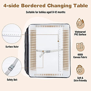 HONEY JOY Changing Table, Folding Mobile Nursery Organizer w/Wheels, Adjustable Height, Storage Bag & Open Shelf, Portable Diaper Changing Station for Newborn (Gray, 31.5"x26"x40")