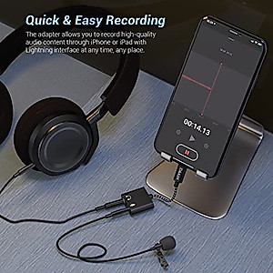Cubilux Lightning to TRRS Microphone Adapter with 3.5mm Monitoring Headphone Jack Compatible with iPad Pro/Air/Mini, iPhone 13 Pro Max/ 12/11/ SE 2/ Xr/Xs Max/ 8 Plus/ 7