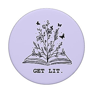 Get Lit Library Book Wildflowers Lovers Literature Teacher PopSockets Swappable PopGrip