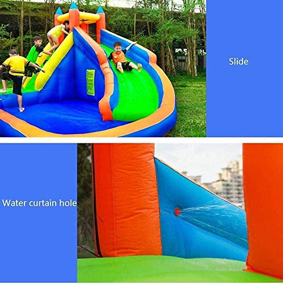 Inflatable Castle and Slide,S Children S Slides Inflatable Water-Spraying Small Rock Climbing Indoor and Outdoor Naughty Castles Square Children S Playground Colors 400 300 225Cm