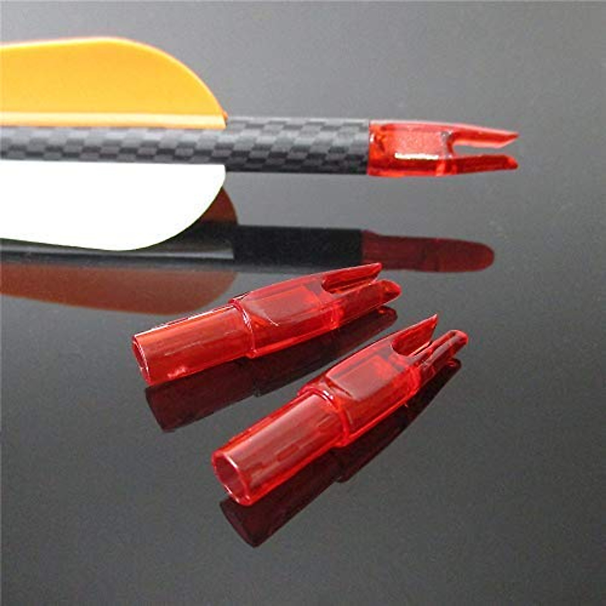 Zhan Yi Arrow Nocks 0.246 inch Inside Diameter Inserts 6.20mm 60 Pack for Archery Standard Size(0.244" to 0.246") Arrows (Clear Red)