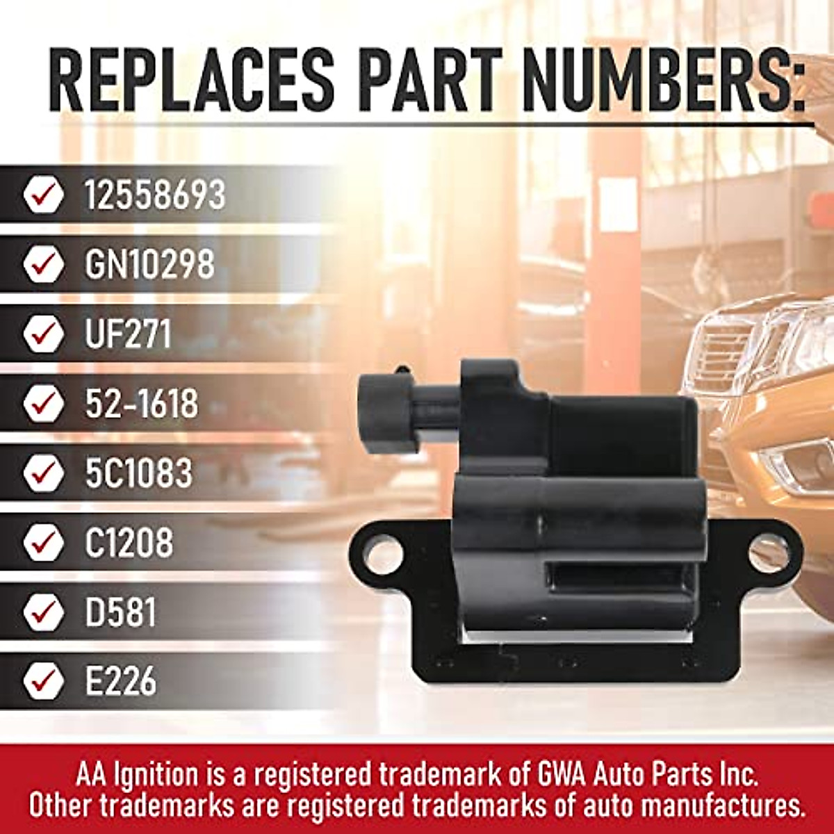 Ignition Coil Pack - Replaces 12558693, UF271, 5C1083, D581 - Compatible with Chevy, GMC & Cadillac Vehicles - Escalade, Avalanche, Silverado, Express 3500, Suburban, Tahoe, Sierra, Savana, Yukon XL