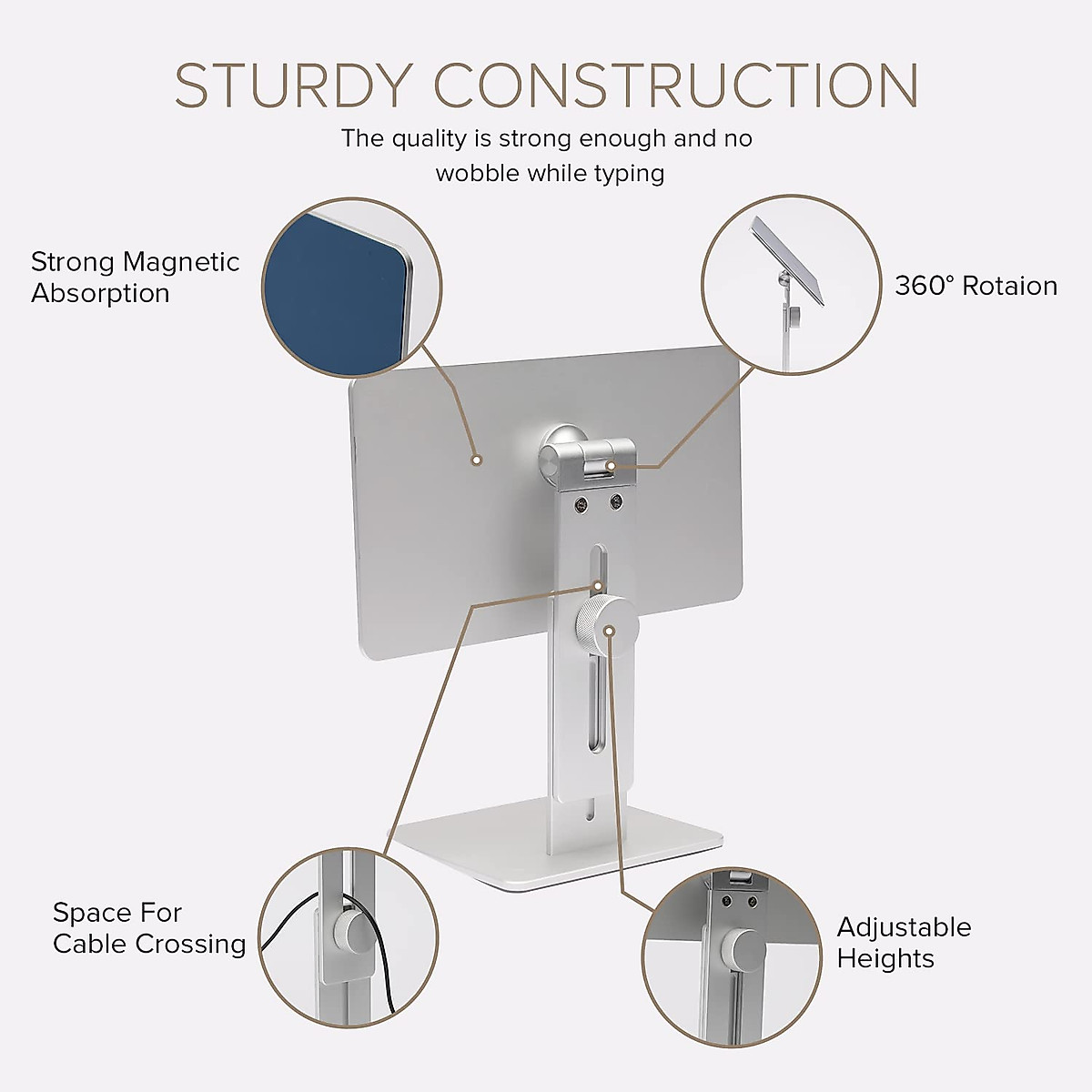 POUT E11 MAX iPad Pro Stand - Adjustable Tablet Holder Magnetic Cradle Mount Dock for Apple iPad Pro (MAX 12.9" iPad)