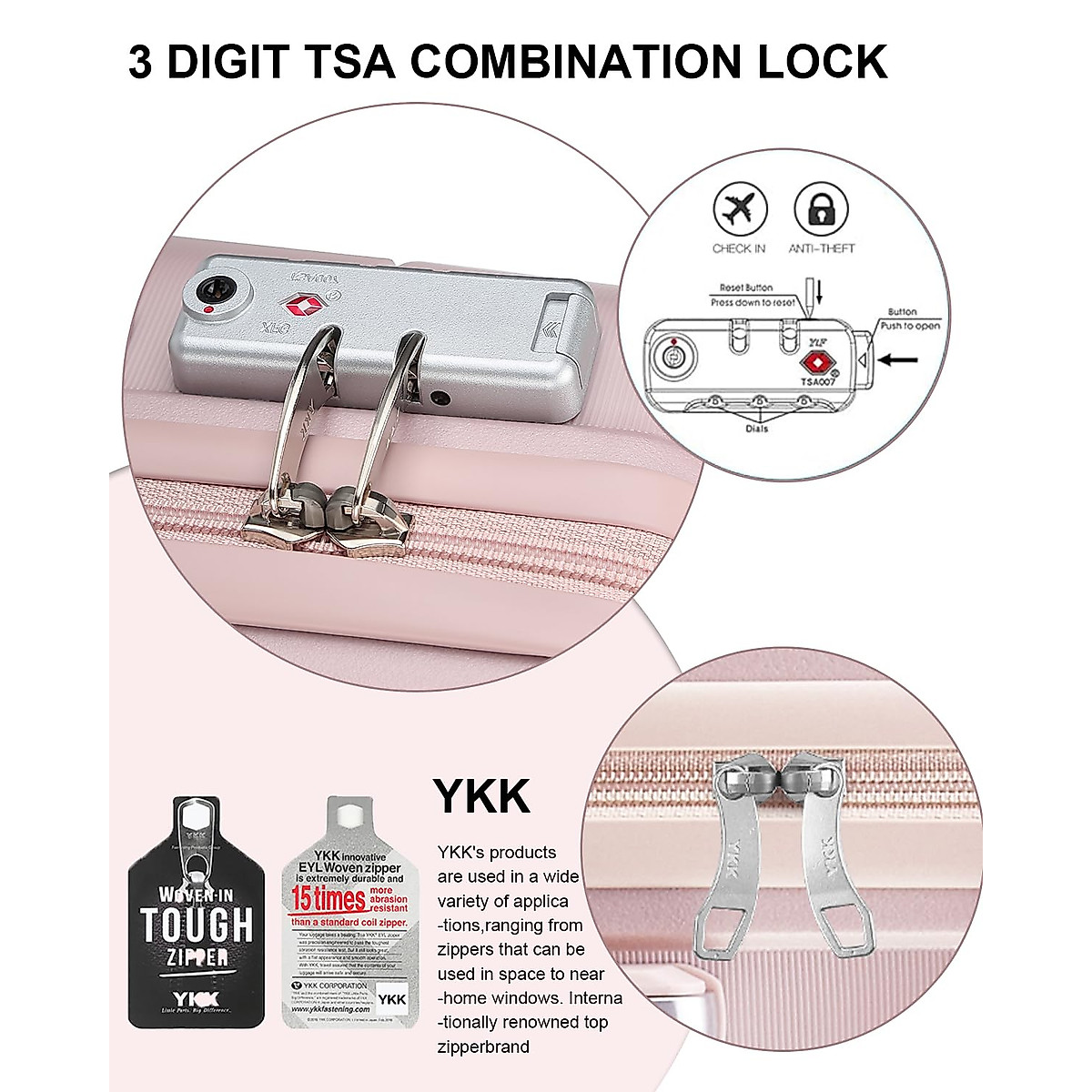 Somago Hardside Spinner Carry On Suitcase Lightweight Luggage Sets with TSA Lock (Nude Pink,14/20)