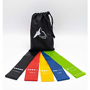 Nyack Exchange Resistance Loop Exercise/Rehab Band Set. for Use At Home Or On The Go. Build leg, Glute Muscles. Carry Bag Included, Set of 5