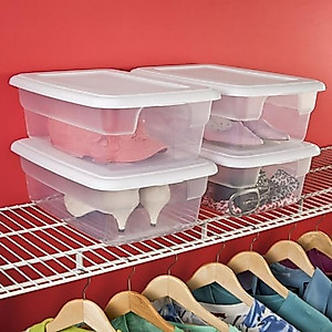 QQLADY 12 Quart Stackable Plastic Storage Bins with Lids, Clear Containers with Lids, Durable Nestable Closet, Garage, Totes, Tubs Boxes Organizing, 1 Pack