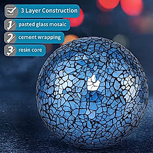 MDLUU Decorative Glass Balls, Mosaic Sphere, Decorative Orbs, Centerpiece Balls for Bowls, Vases, Dining Table Decor, Diameter 4 Inches, Pack of 3 (Turquoise Blue)