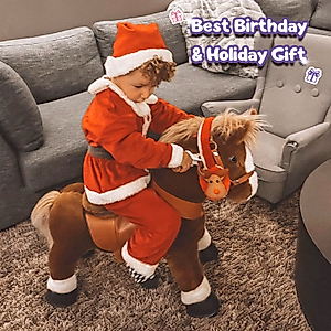 PonyCycle Ride on Horse Toy Plush Walking Animal Classic Model U Brown Horse Size 3 for Age 3-5 Ux324