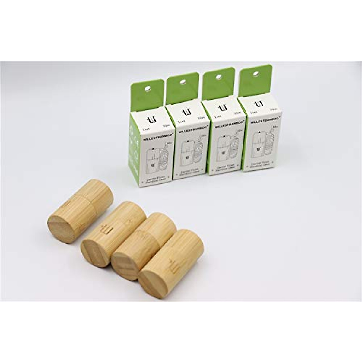 Dental Floss threaders 12PCS Biodegradable bamboo charcoal dental floss with refillable bamboo container | Free refill | Natural candle wax | 30M x 12| Corn and charcoal floss, | Environmental protect