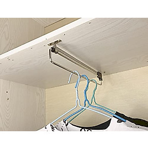 Pull Out Closet Autuwintor Pull-Out Closet Valet Rod Adjustable Wardrobe Clothing Rail Side with Mounting Screw Cold Rolled Steel Black Silver Wardrobe Closet Hangers,Retractable 12-Inches,Quantity-2